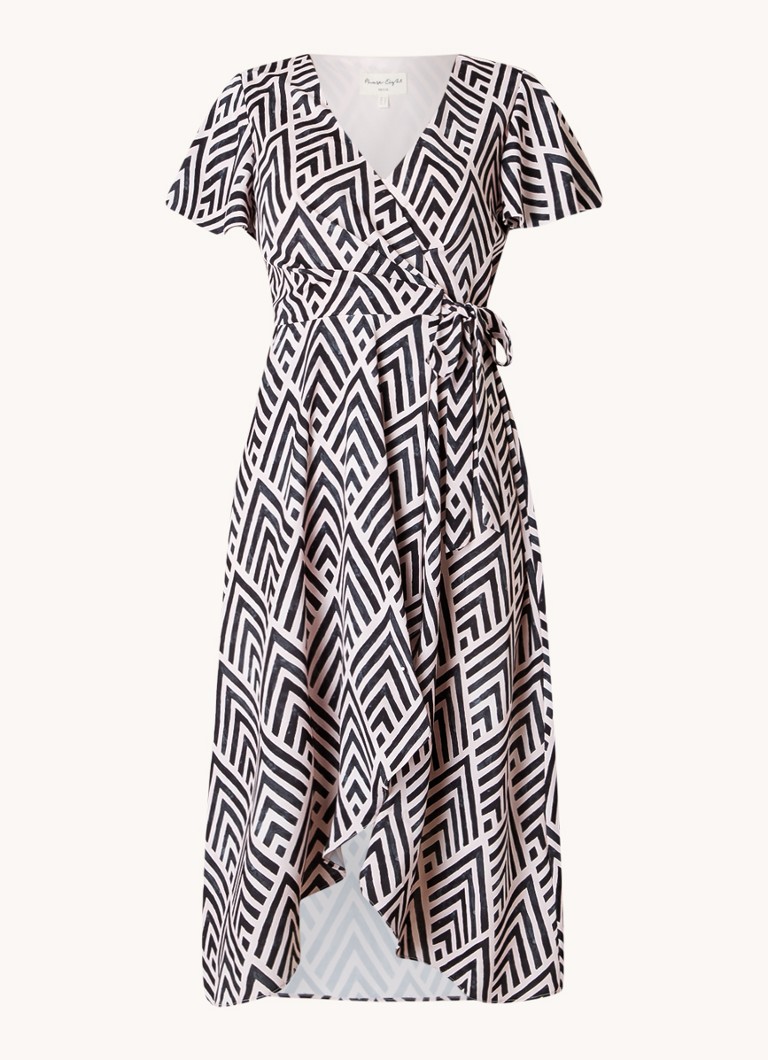 Phase Eight Julissa midi wikkeljurk met print en vlindermouw ...