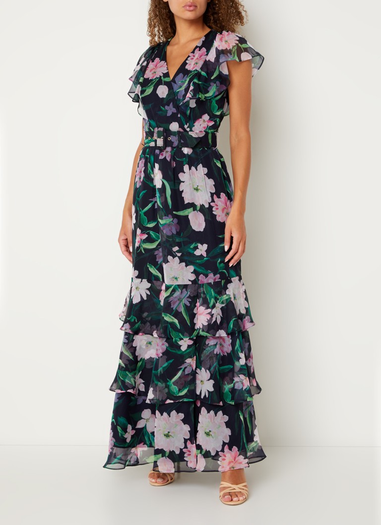 Phase Eight Leonie maxi jurk met bloemenprint en ceintuur • Multicolor ...
