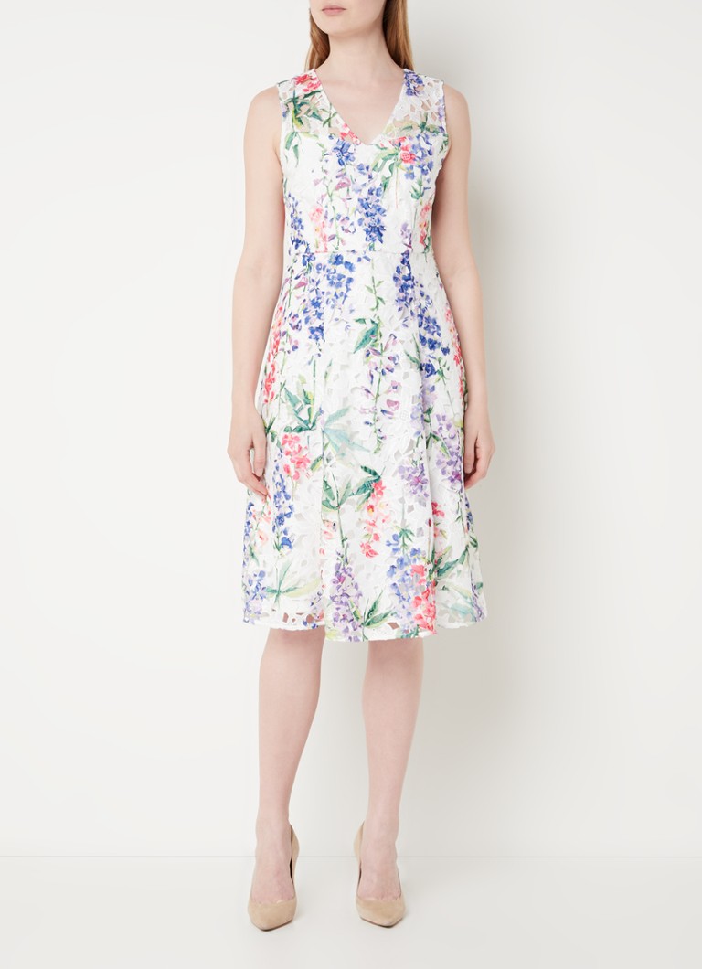 Phase Eight Lonnie midi jurk met overlay van guipure kant • Wit • de ...