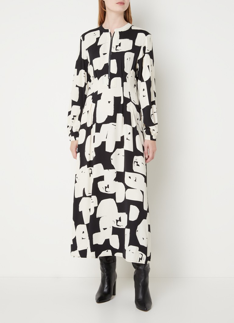 Phase Eight Luana Geo maxi jurk met print en halve rits • Ivoor • de ...