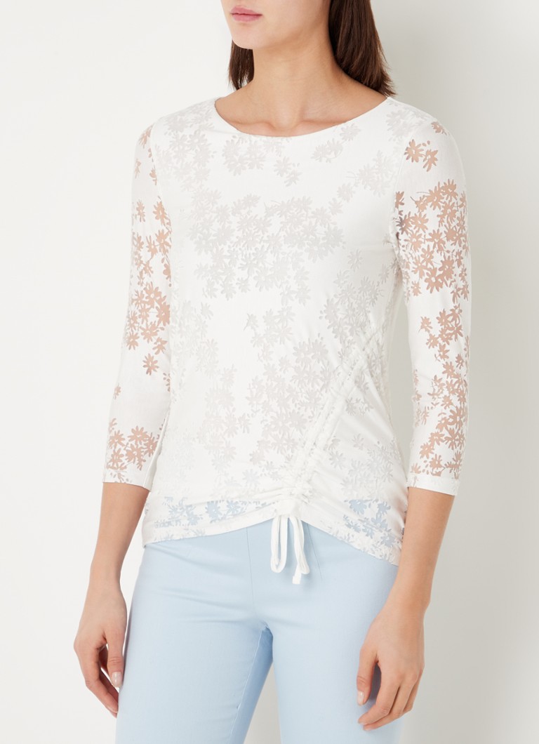 Phase Eight Mariella semi-transparante top met burn-out dessin • Wit ...