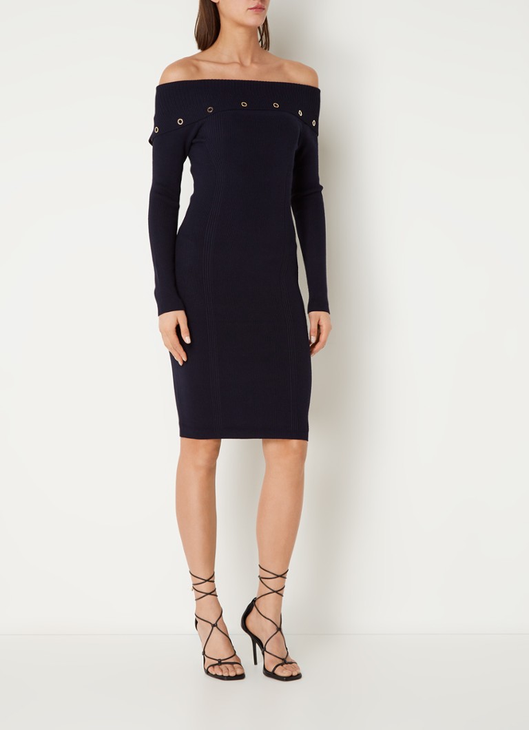 Phase Eight Mirelle Bardot fijngebreide mini jurk met stretch • Roze ...