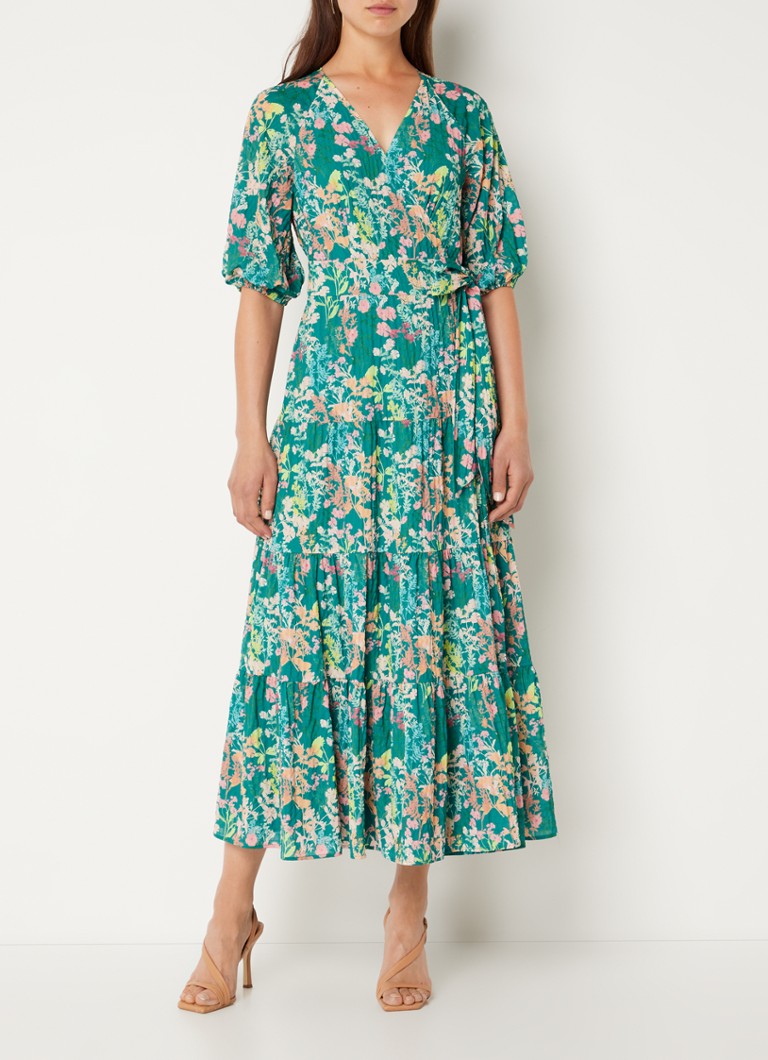 Phase Eight Morven midi wikkeljurk met bloemenprint en strikceintuur ...