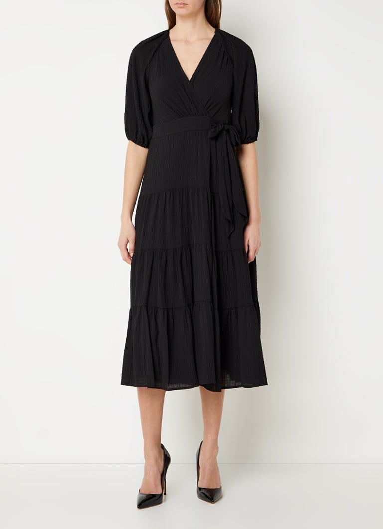 Phase Eight Morven Midi Wikkeljurk Met Strikceintuur • Zwart • De Bijenkorf
