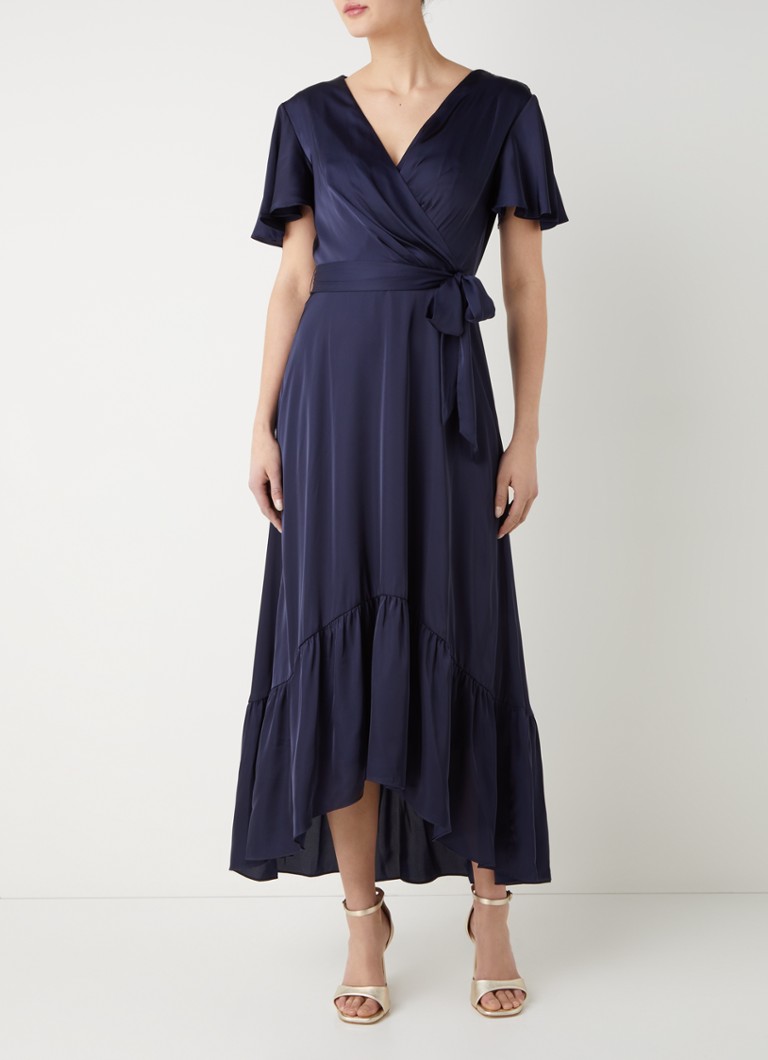 Phase Eight Nancie maxi wikkeljurk van satijn met strikceintuur ...