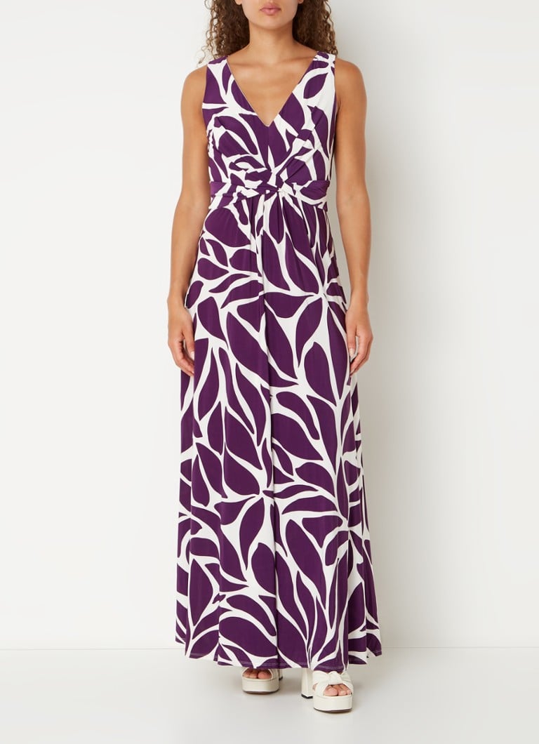 Phase Eight Palmer Leaf maxi jurk met bladprint en strikceintuur ...
