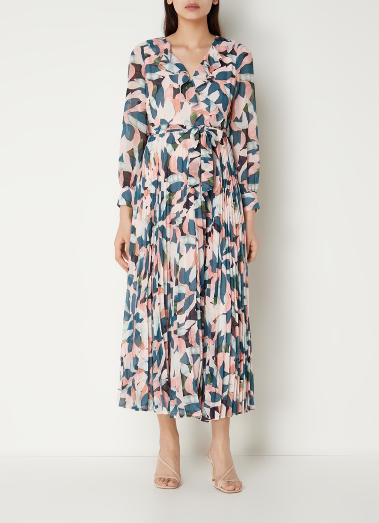 Phase Eight Petite Averie maxi jurk met plissé en print • Petrol • de ...