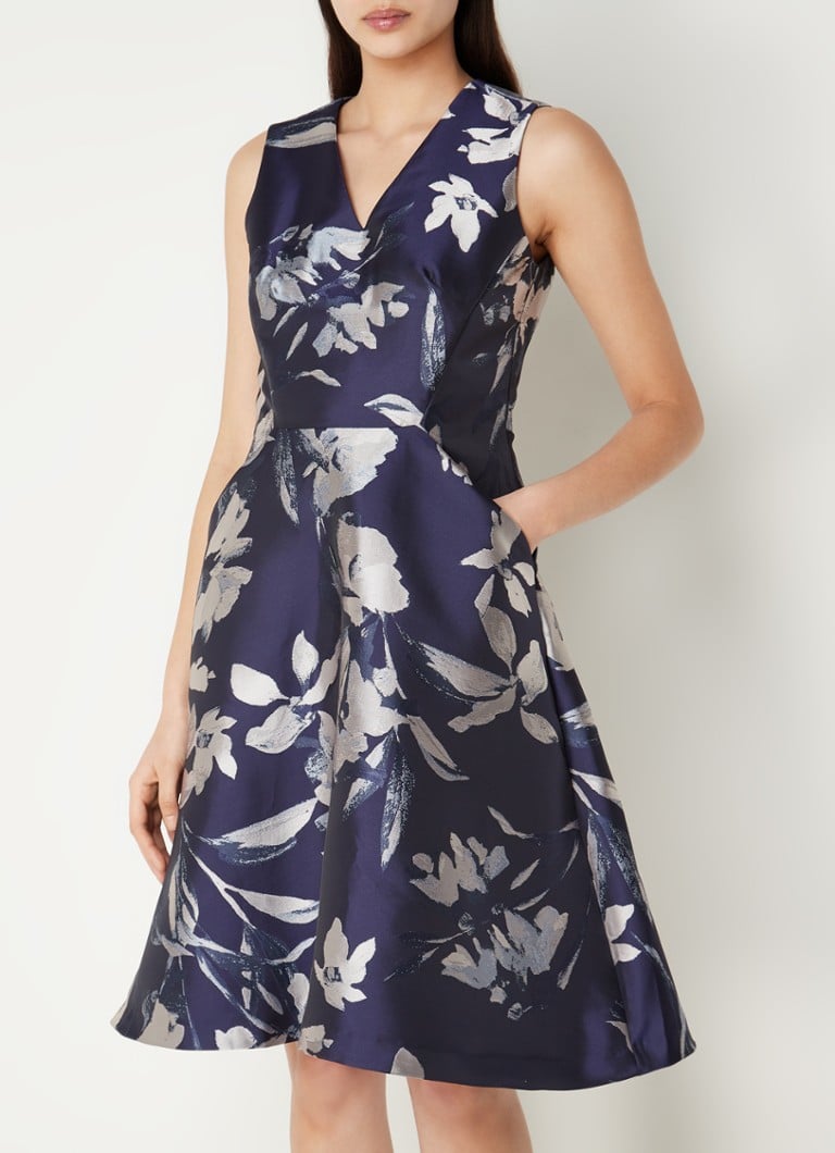 Phase Eight Petite Cassy mini jurk met jacquard dessin en steekzakken ...