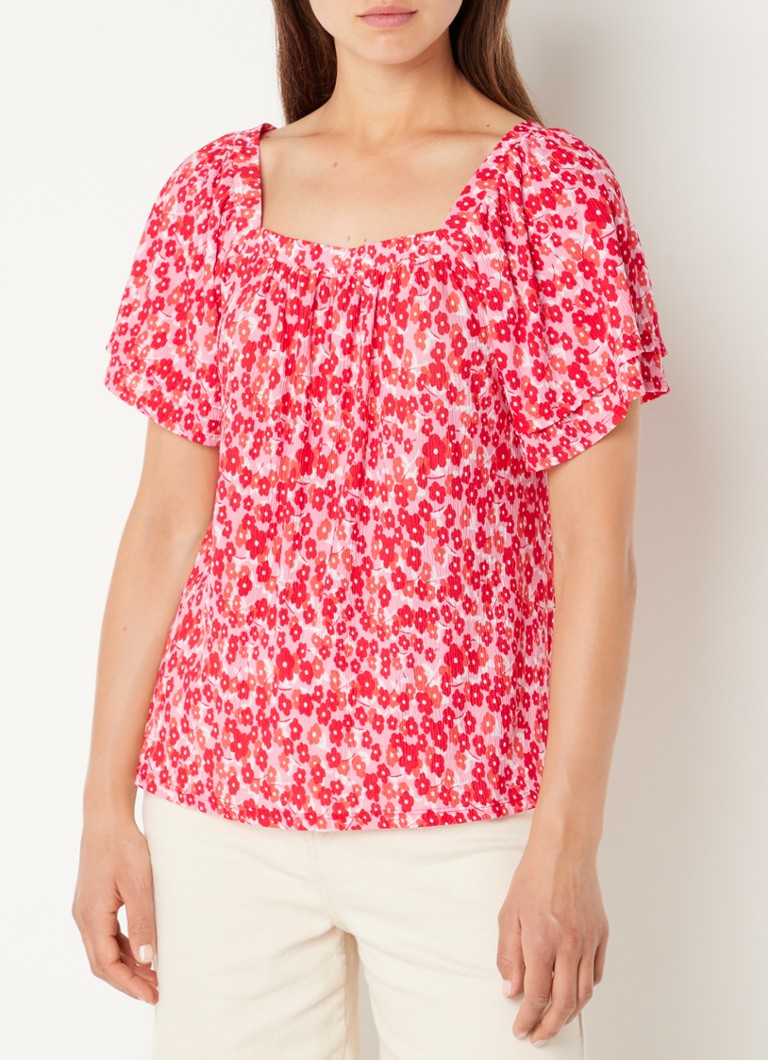 Phase Eight Saffy Top Met Bloemenprint En Plooidetail • Roze • De Bijenkorf