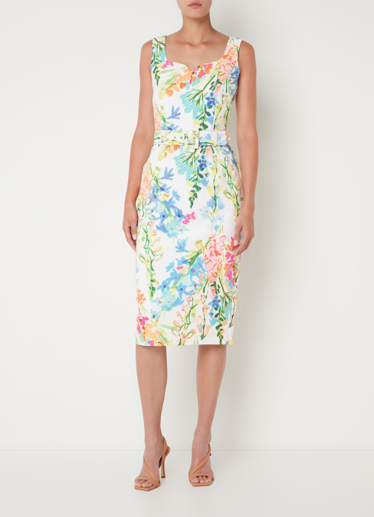 Phase Eight Serina midi jurk met ceintuur en print • Creme • de Bijenkorf
