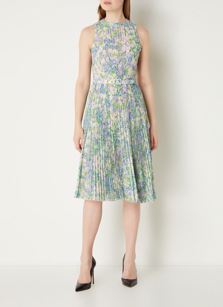 Phase Eight Simara midi jurk met plissé en bloemenprint • Lila • de ...