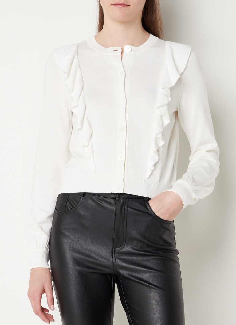 Phase Eight Susie Frill fijngebreid vest met volants • Gebroken wit ...