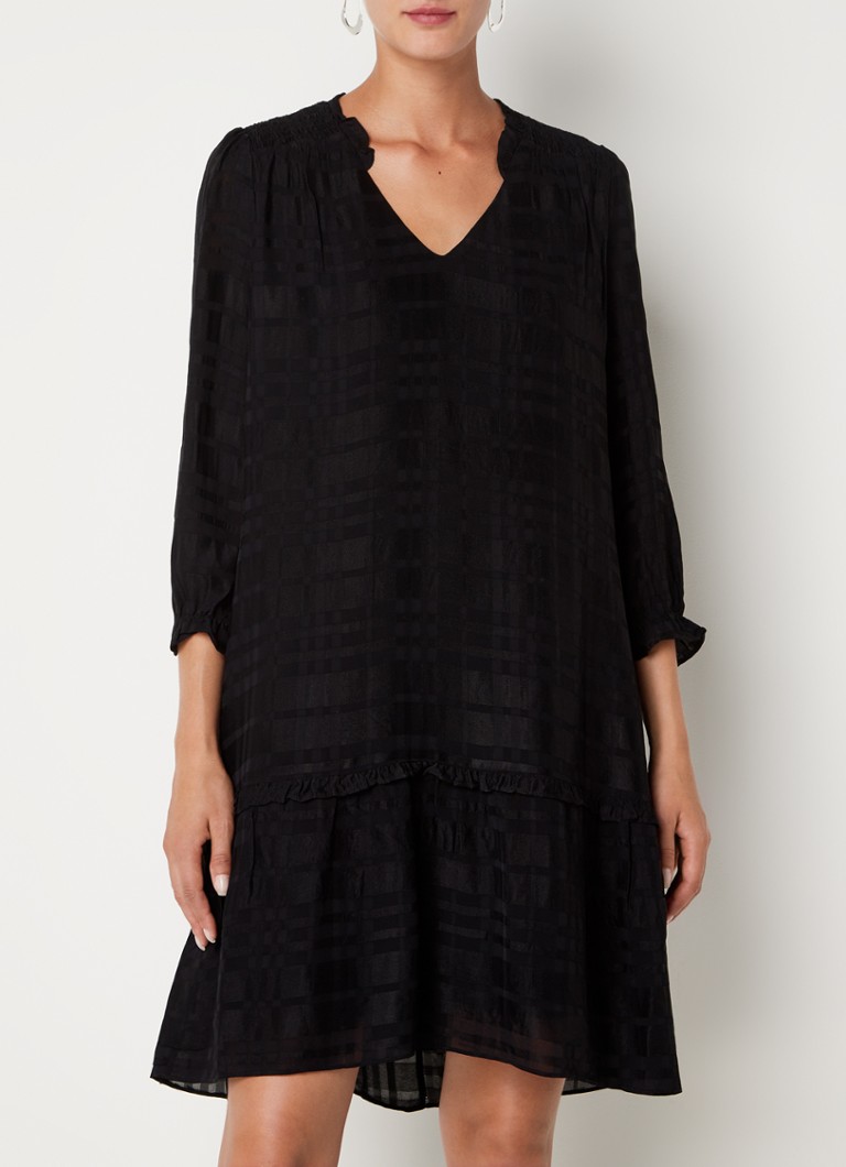 Phase Eight Tansy mini jurk met volant en smockwerk • Zwart • de Bijenkorf