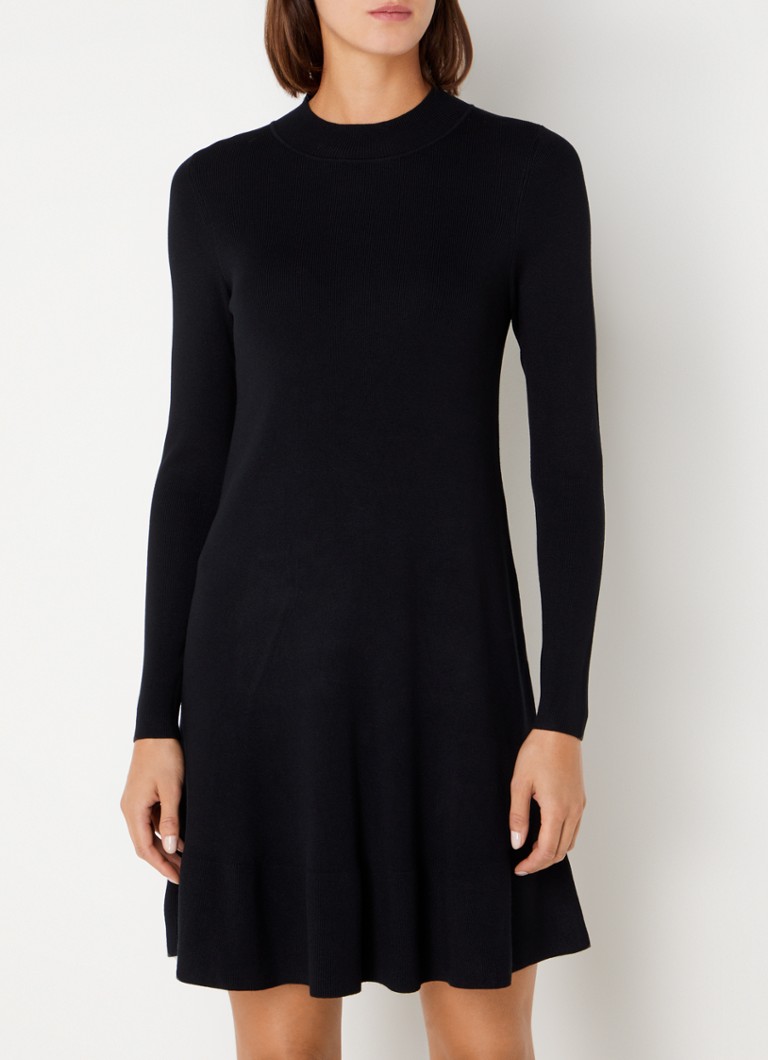 Phase Eight Vickie fijngebreide mini jurk met ronde hals • Zwart • de Bijenkorf