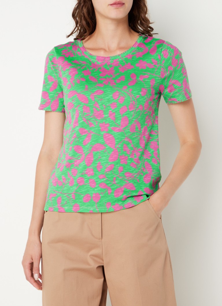 Phase Eight Zafina T-shirt met bloemenprint • Groen • de Bijenkorf