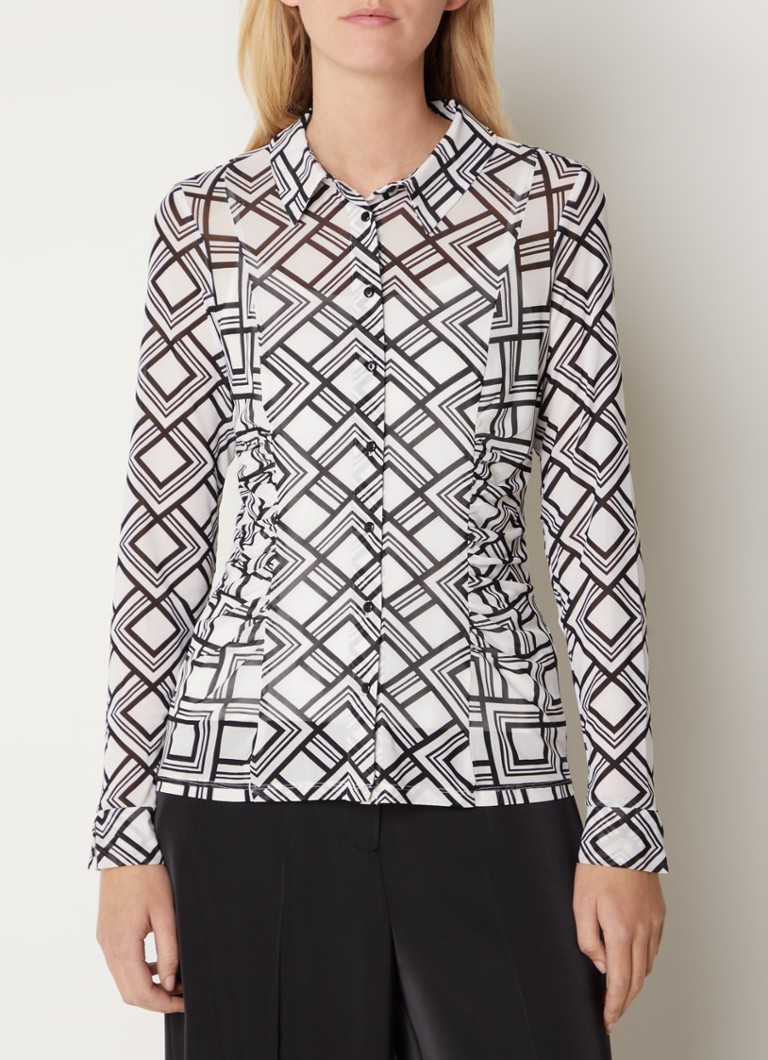 Phase Eight Zaylia semi-transparante blouse van mesh met grafische ...