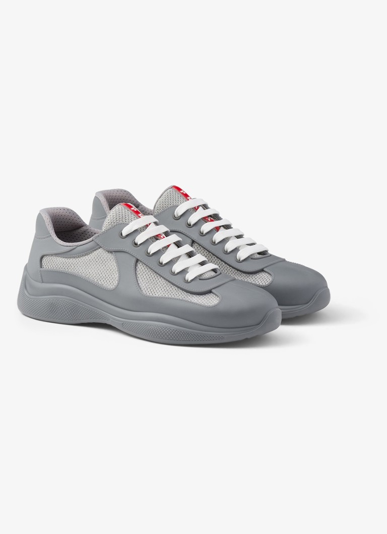 Prada America's Cup sneaker met mesh details • Grijs • de Bijenkorf
