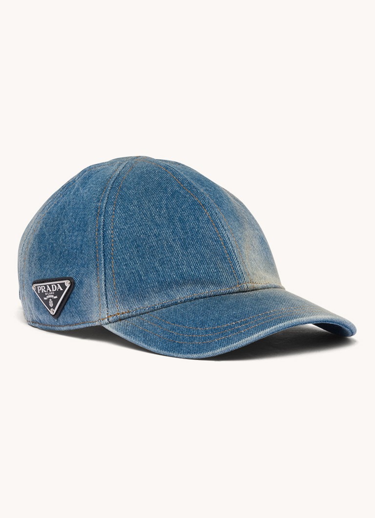 Prada Baseball pet van denim met logo • Lichtblauw • de Bijenkorf