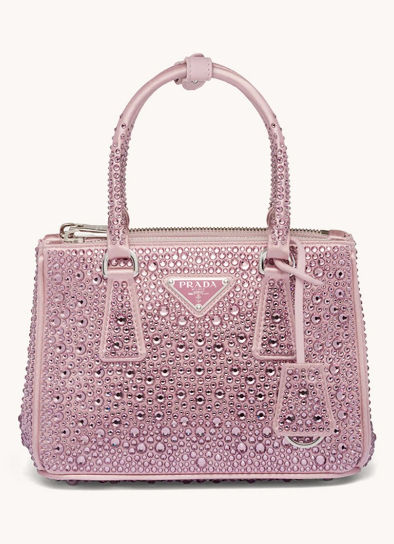 Prada Galleria Mini handtas met strass en afneembare schouderriem ...