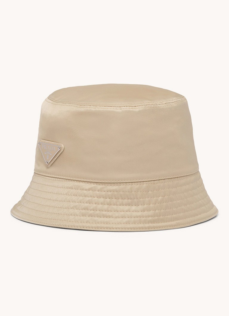 Prada Re-Nylon bucket hoed met logo • Beige • de Bijenkorf