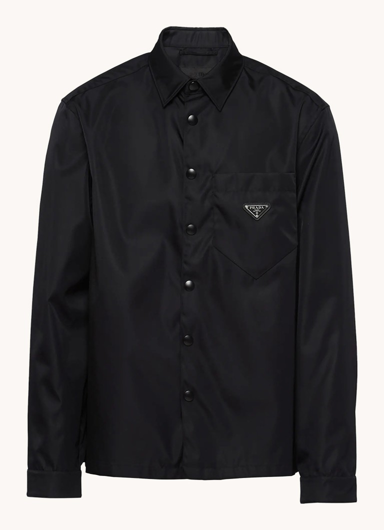 Prada Re-Nylon regular fit overhemd met logo • Zwart • de Bijenkorf