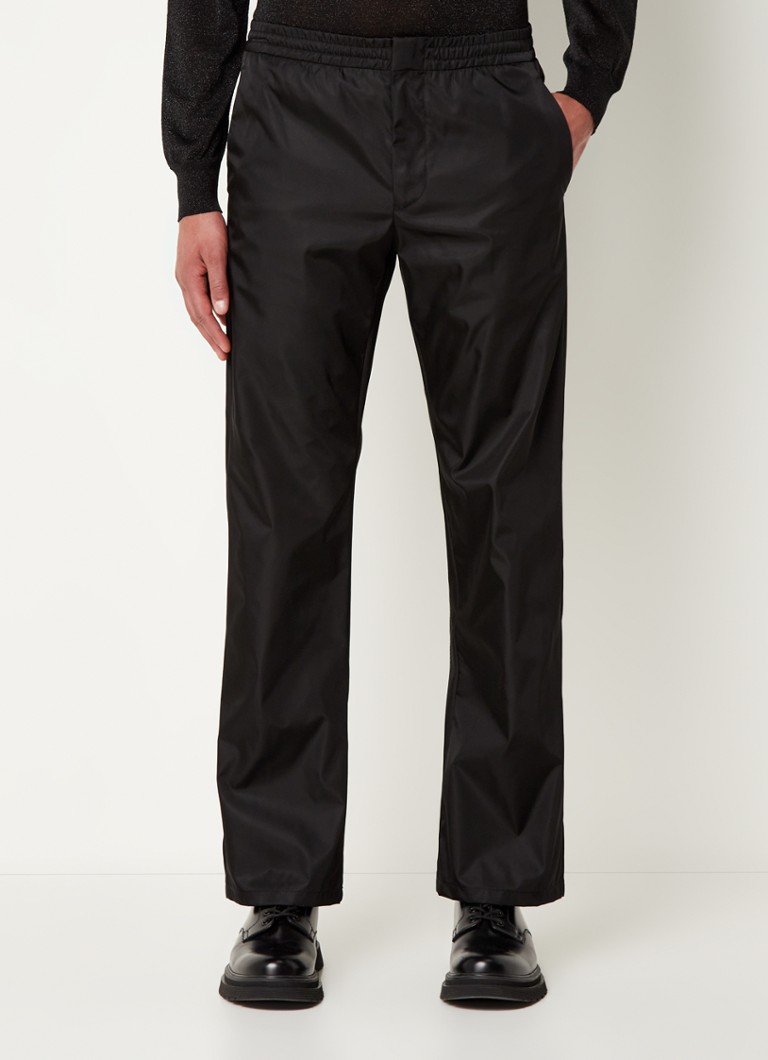 Prada Re-Nylon straight fit broek met logo • Zwart • de Bijenkorf