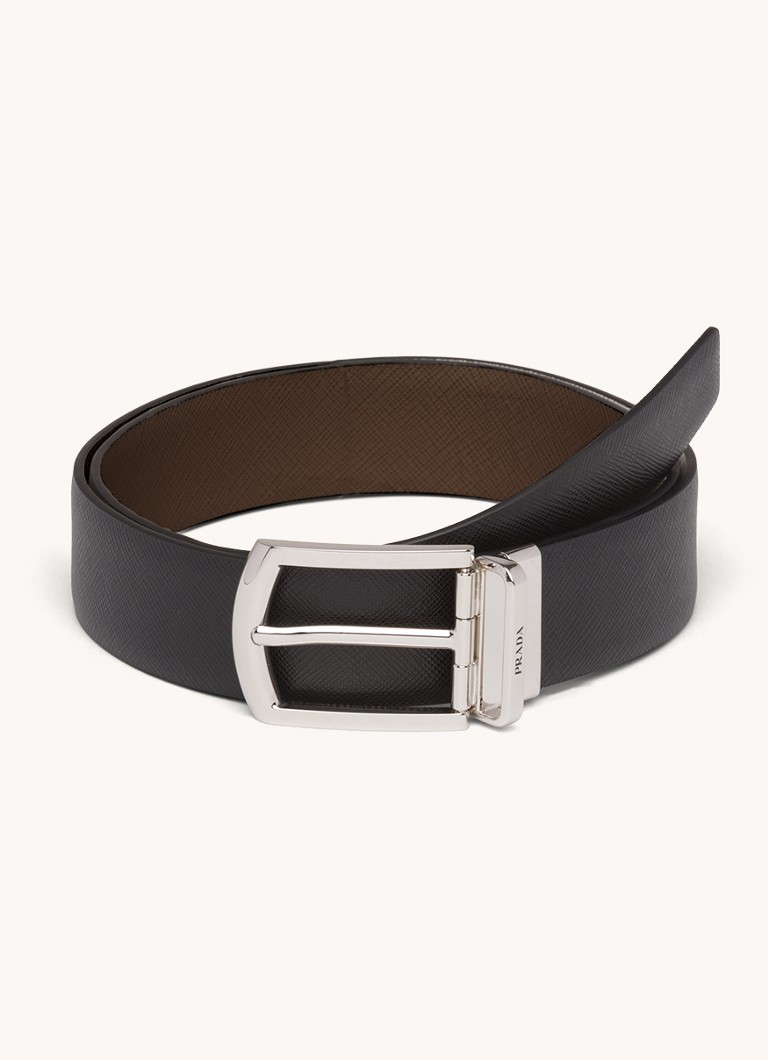 Prada Reversible riem van leer • Zwart • de Bijenkorf