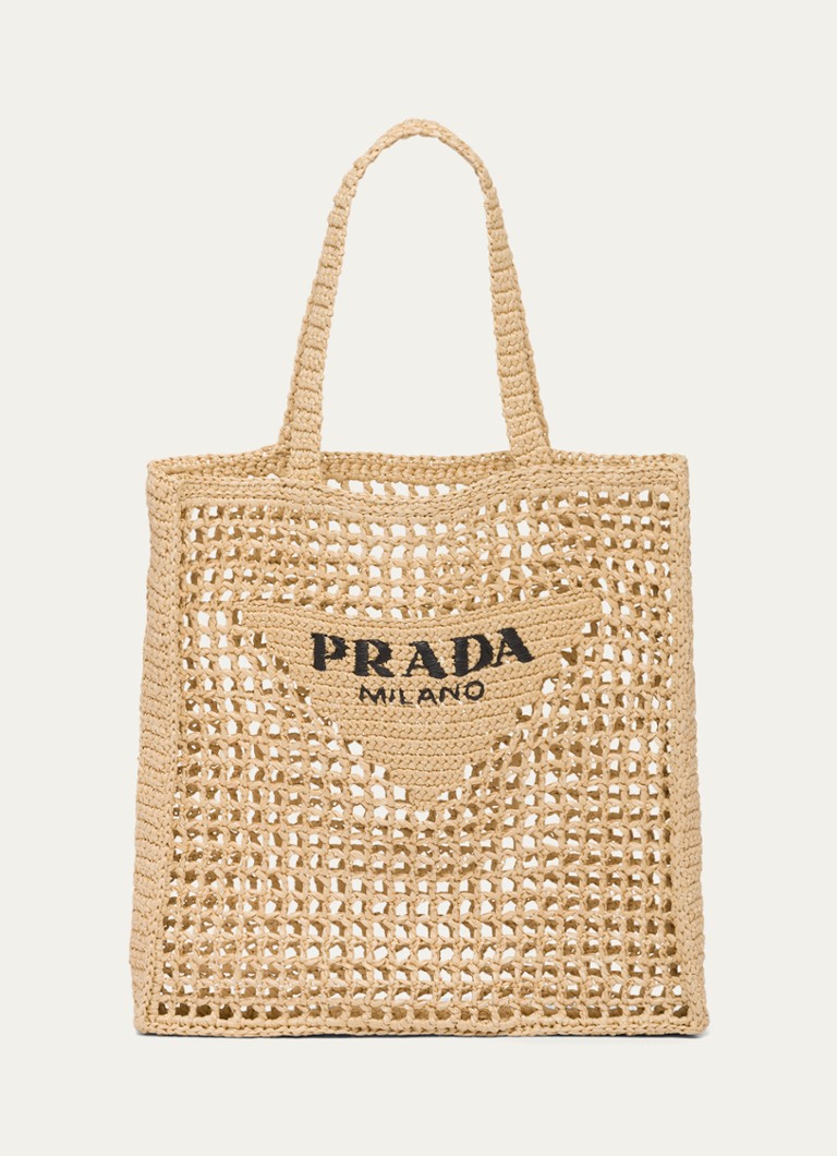 Prada Shopper van raffia • Gebroken wit • de Bijenkorf