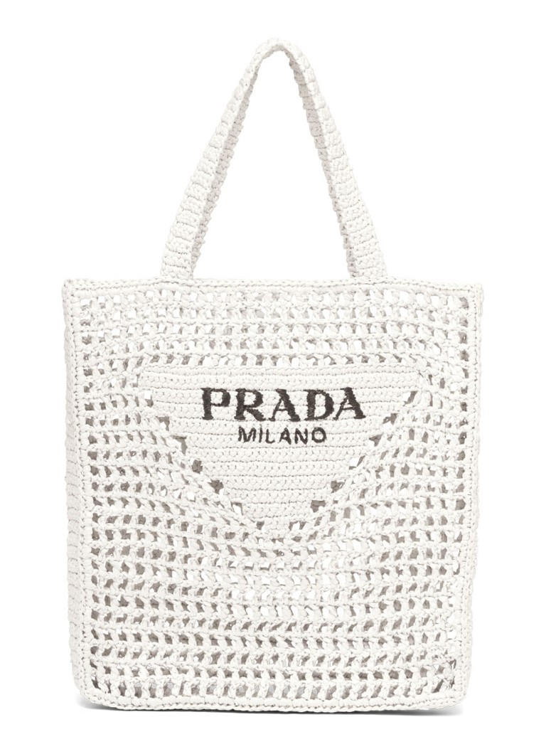 Prada Shopper van raffia • Wit • de Bijenkorf