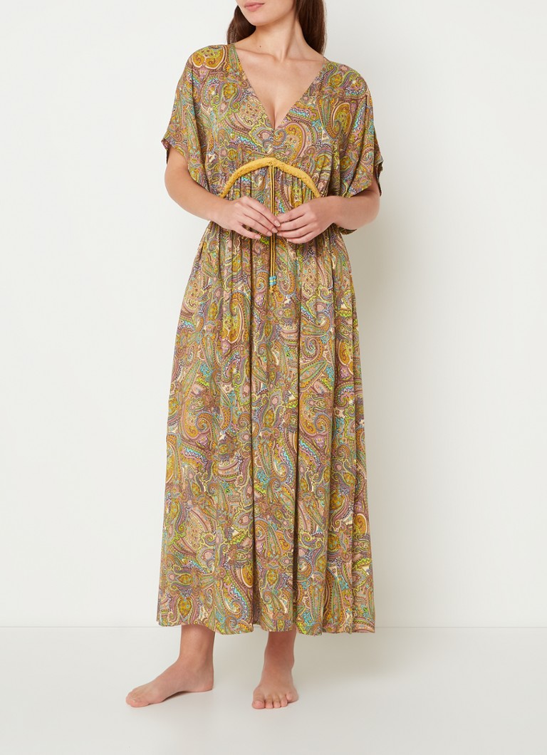 PrimaDonna Sakarun maxi strandjurk met paisley dessin en split ...