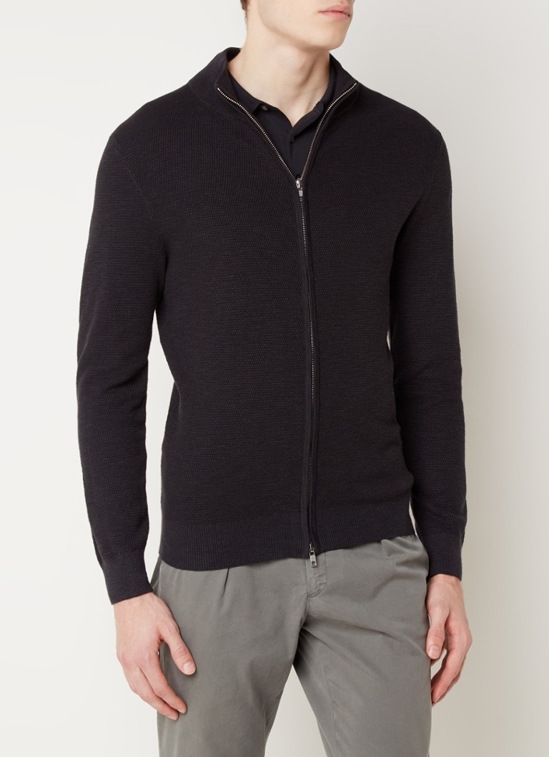 Profuomo Fijngebreid vest van piqué katoen • Zwart • de Bijenkorf