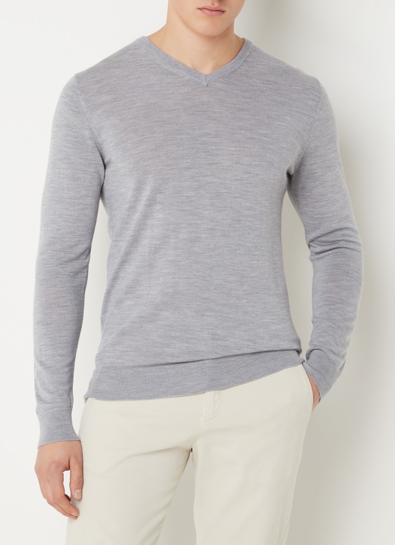 Profuomo Pullover met V-hals • Grijsmele • de Bijenkorf