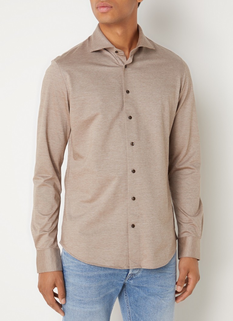 Profuomo Regular fit overhemd met stretch en cut away kraag ...