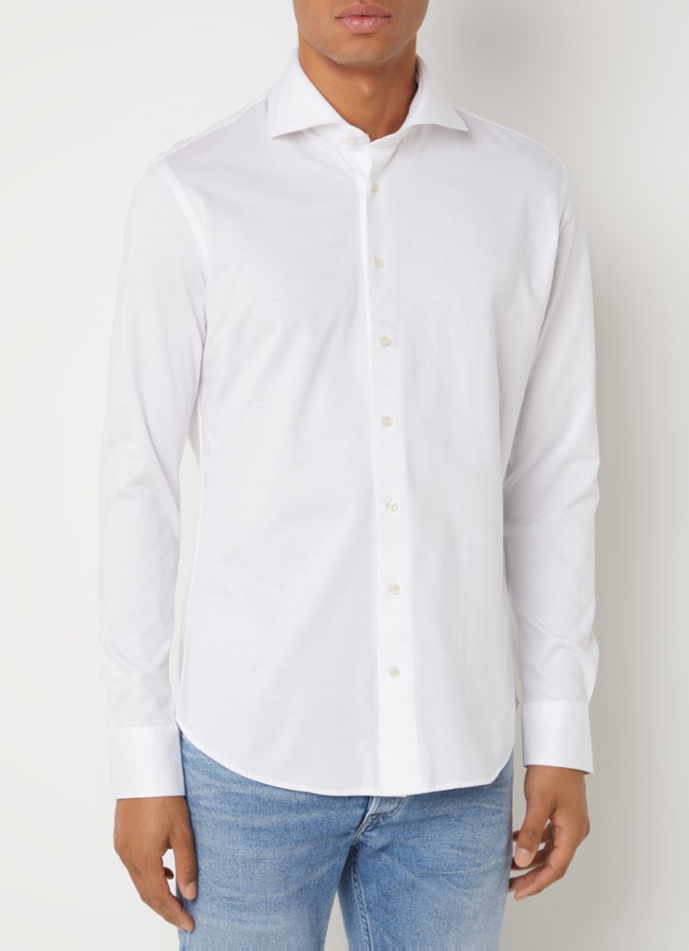 Profuomo Regular fit overhemd met stretch en cut away kraag • Wit • de ...