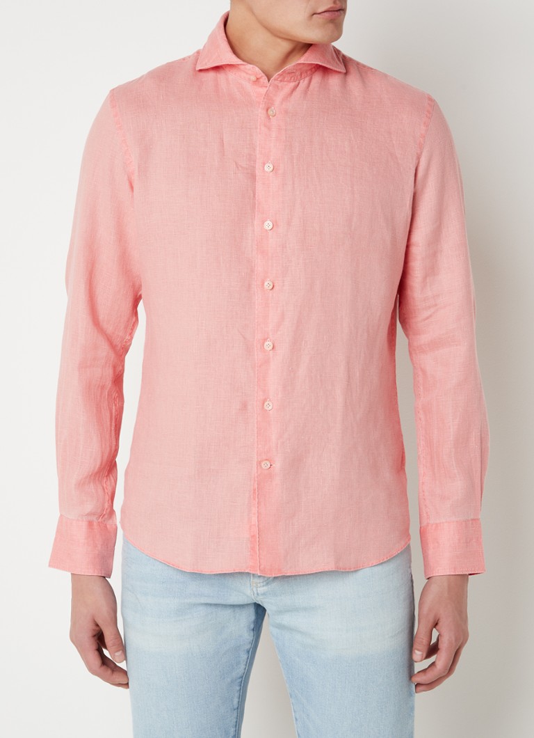 Profuomo Slim fit overhemd met cut away kraag • Zalmroze • de Bijenkorf