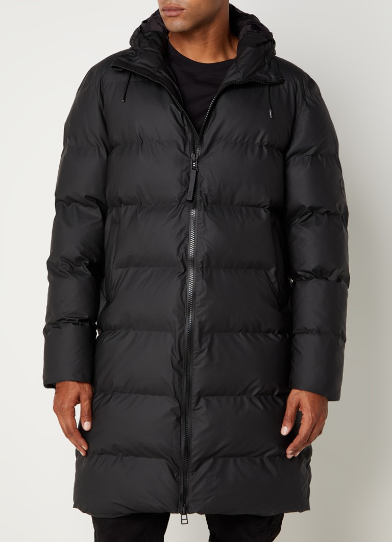 Rains Puffer jas met capuchon en steekzakken • Zwart • de Bijenkorf