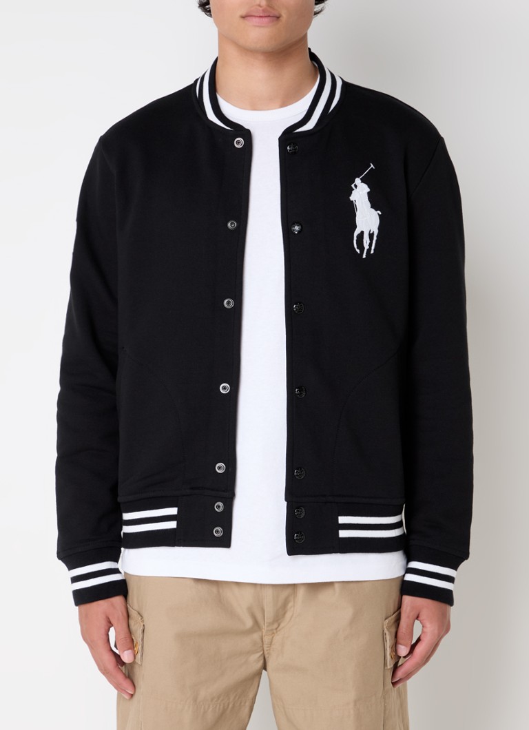 Ralph Lauren Baseball jack met logoborduring en steekzakken • Zwart ...