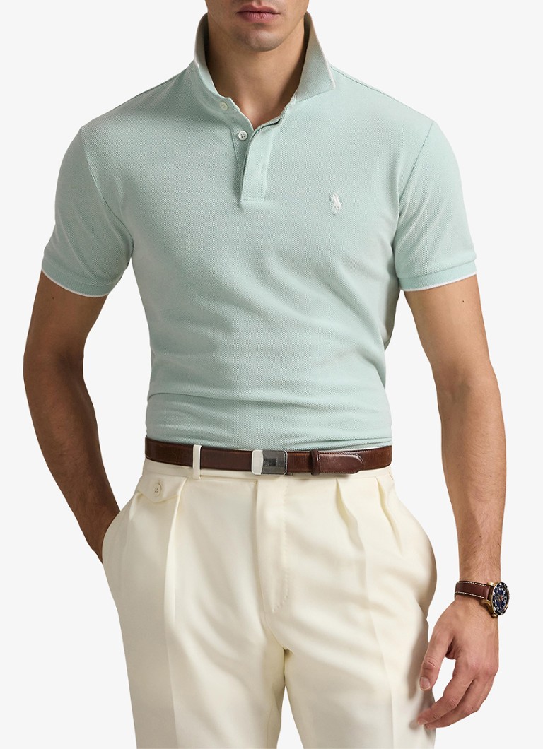 Ralph Lauren Custom slim fit polo met logoborduring • Celadon/White / Mintgroen • de Bijenkorf