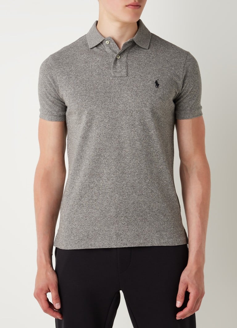 Ralph Lauren Custom slim fit polo van piqué katoen met logoborduring • Canterbury Heather ...