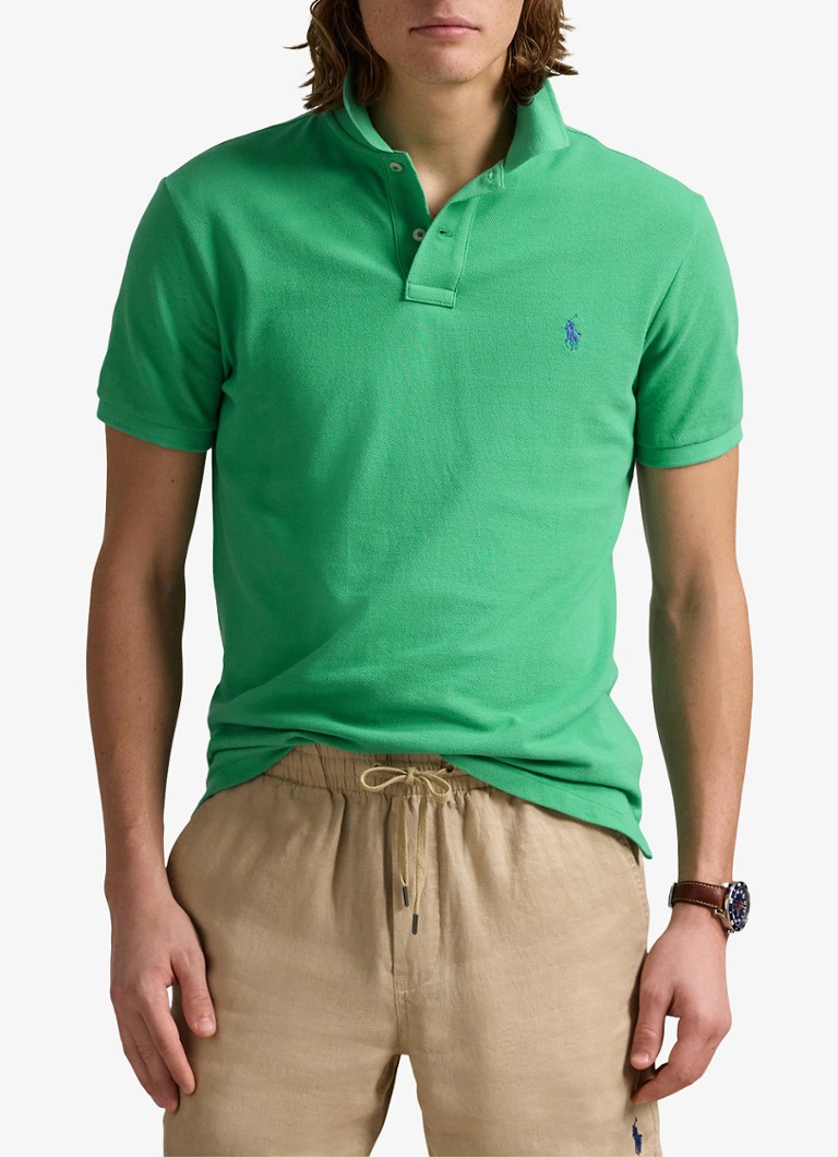 Ralph Lauren Custom slim fit polo van piqué katoen • Raft Green / Groen • de Bijenkorf