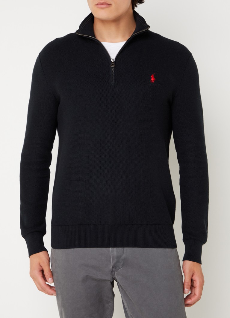 Ralph Lauren Fijngebreide Pullover Met Halve Rits En Logoborduring
