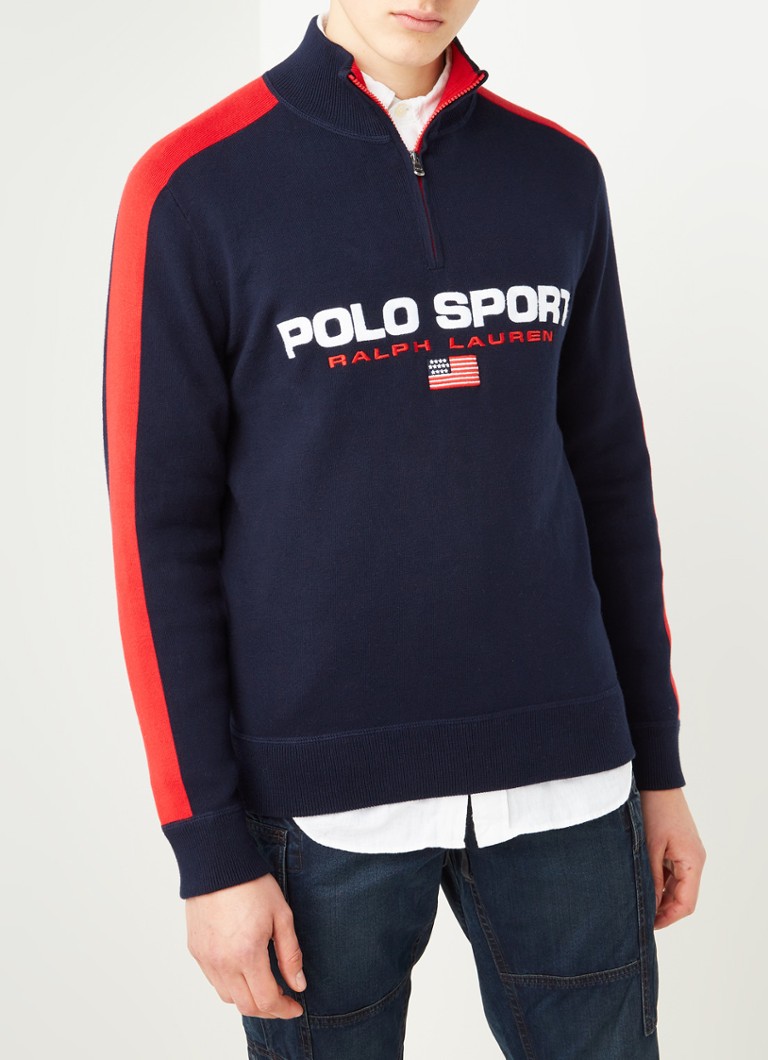 Ralph Lauren Fijngebreide Trui Met Logoborduring En Halve Rits