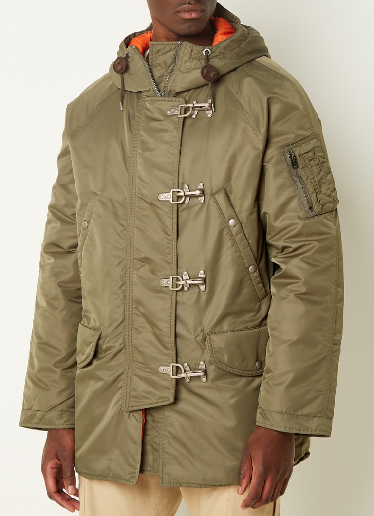 Ralph Lauren Gewatteerd jack met capuchon en donsvulling • Tent Green ...