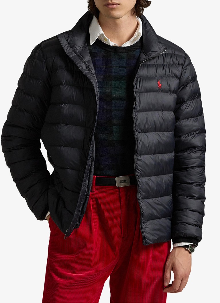 Ralph Lauren Gewatteerd jack met logoborduring en ritszakken • Zwart ...