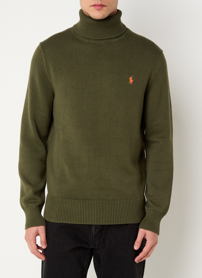 Ralph Lauren Grofgebreide coltrui met logoborduring • New Olive / Groen ...