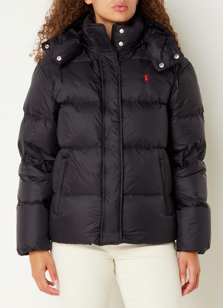 Ralph Lauren Puffer jack met donsvulling en afneembare capuchon • Zwart ...