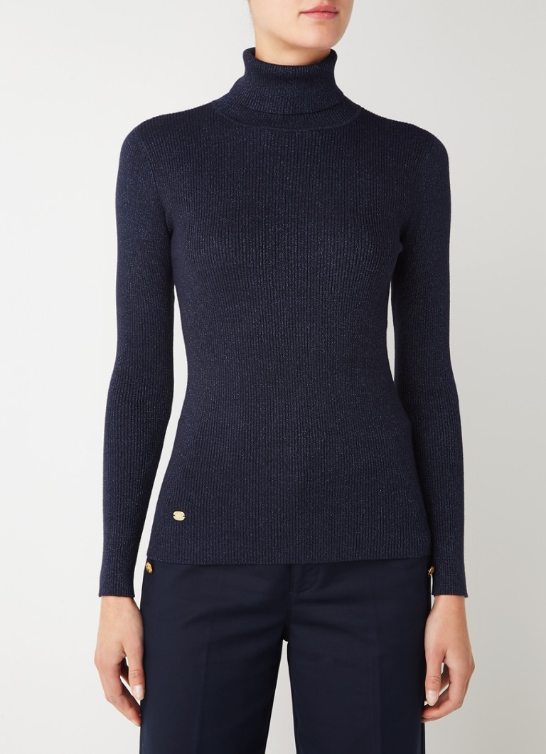 Ralph Lauren Ribgebreide coltrui met lurex • Donkerblauw • de Bijenkorf