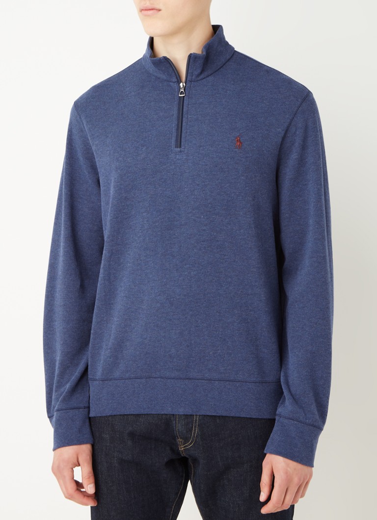 Ralph Lauren Sweater Met Halve Rits En Logoborduring • Blauw • De Bijenkorf