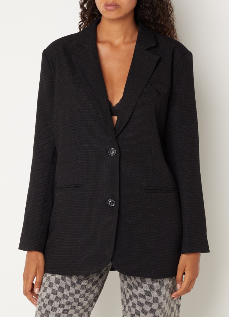 Refined Department Body blazer met lurex en paspelzakken • Zwart • de ...