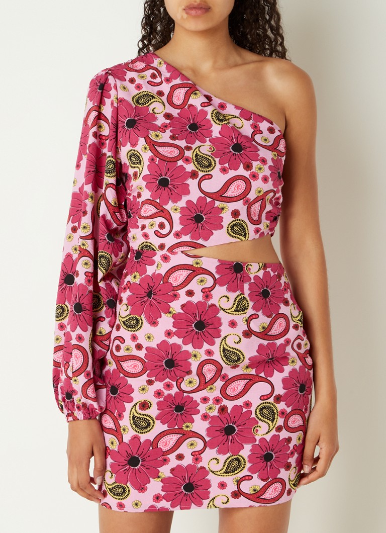 Refined Department Vive mini jurk met bloemenprint en cut-out detail ...